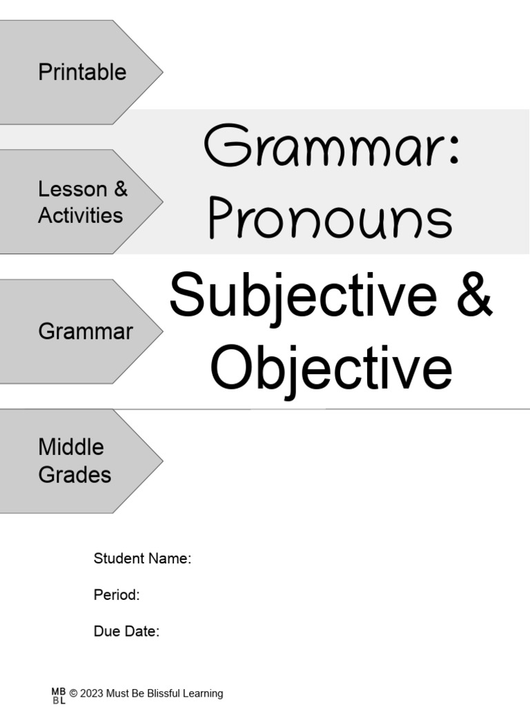 Printable Student - Grammar - Subjective and Objective Pronouns | PDF ...