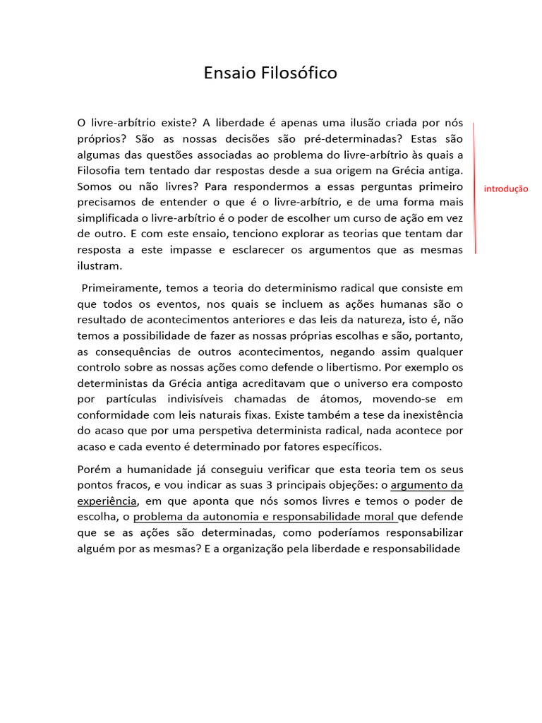 Filosofia: Livre-Arbítrio e Determinismo | PDF