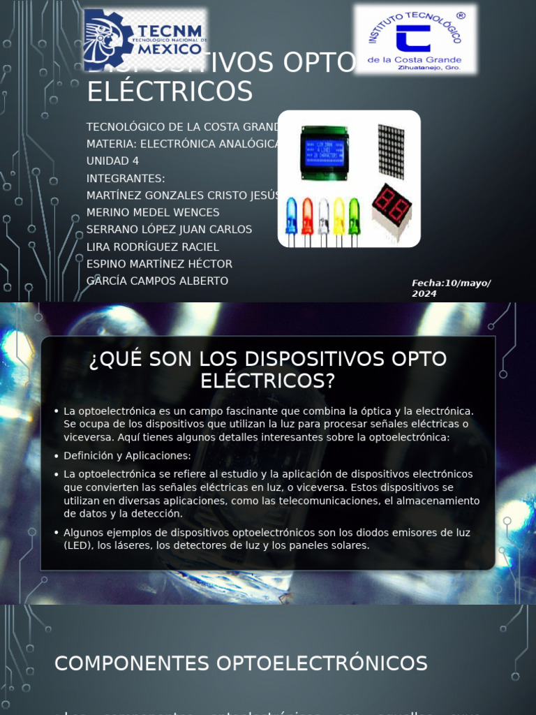 Dispositivos Opto Eléctricos | PDF | Electrónica | Ingenieria Eléctrica
