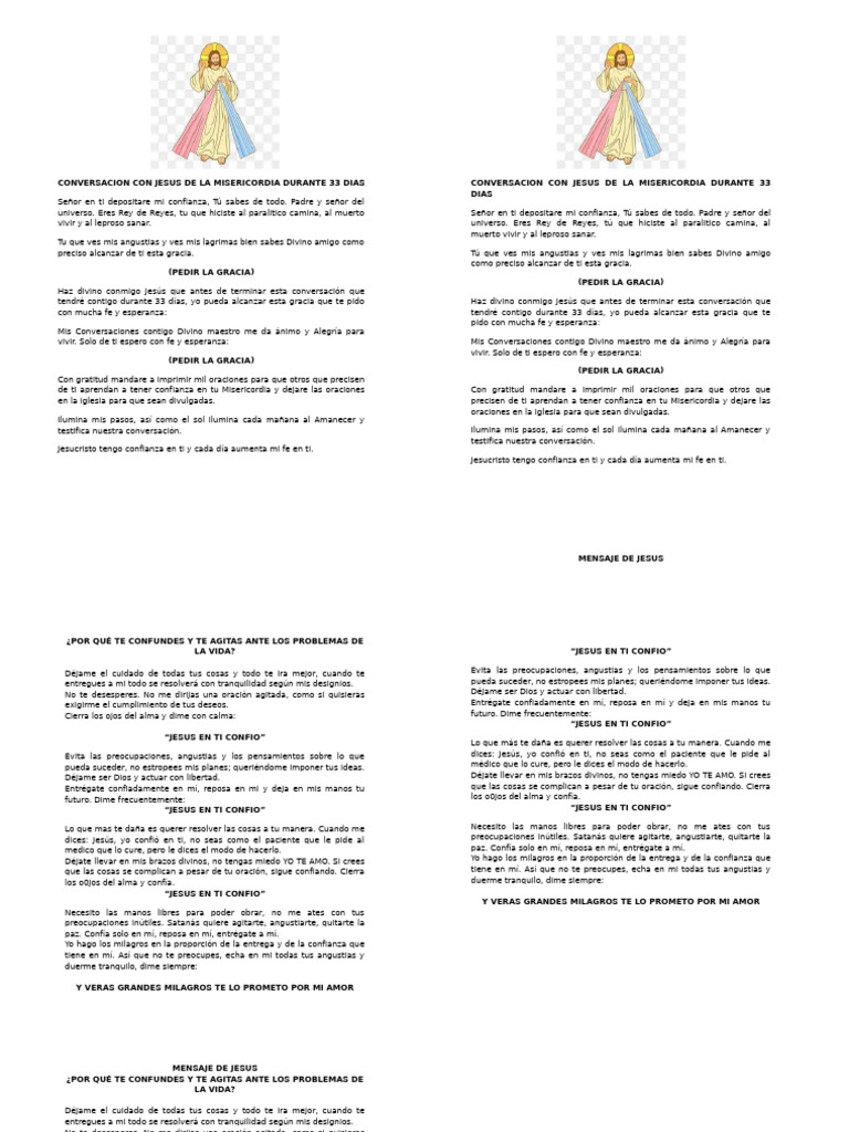 Conversacion Con Jesus de La Misericordia Durante 33 Dias | PDF | Oración | Jesús