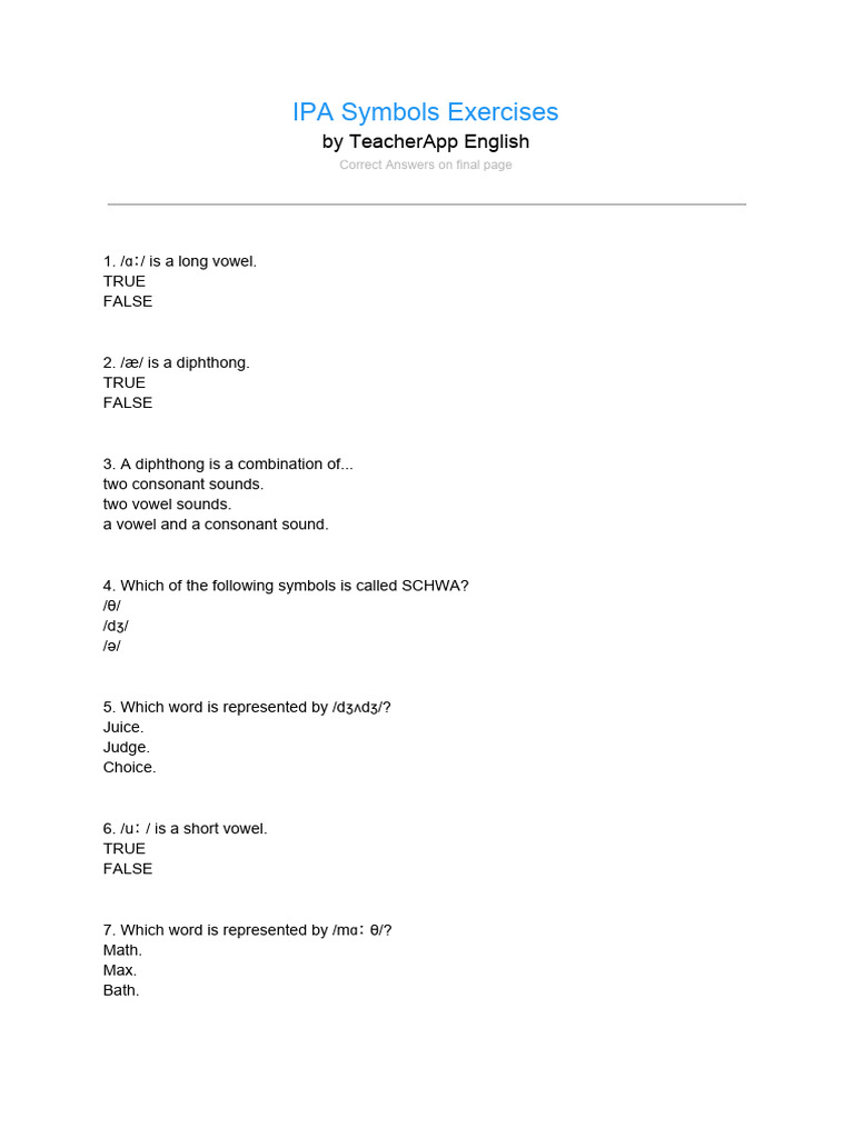 IPA Symbols | PDF