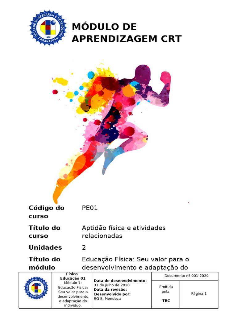 PE01 Módulo 1.2 O Programa de Exercícios Aquecimento Exercício de Condicionamento | PDF ...