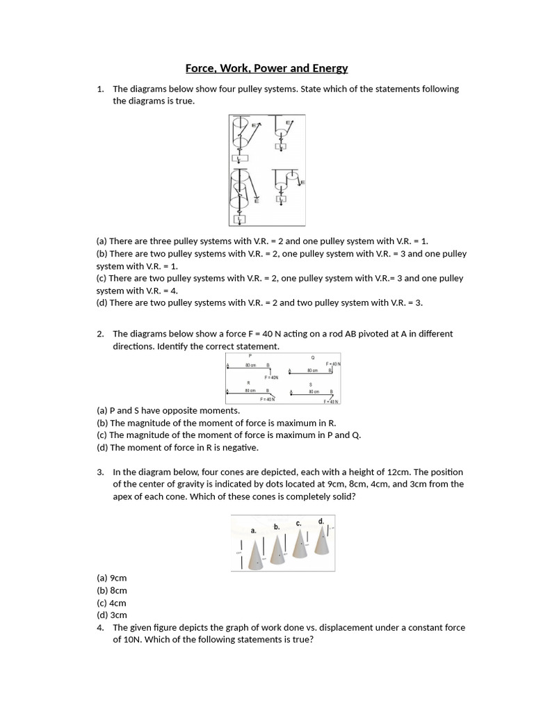 Force, Work Power and Energy | PDF | Force | Potential Energy