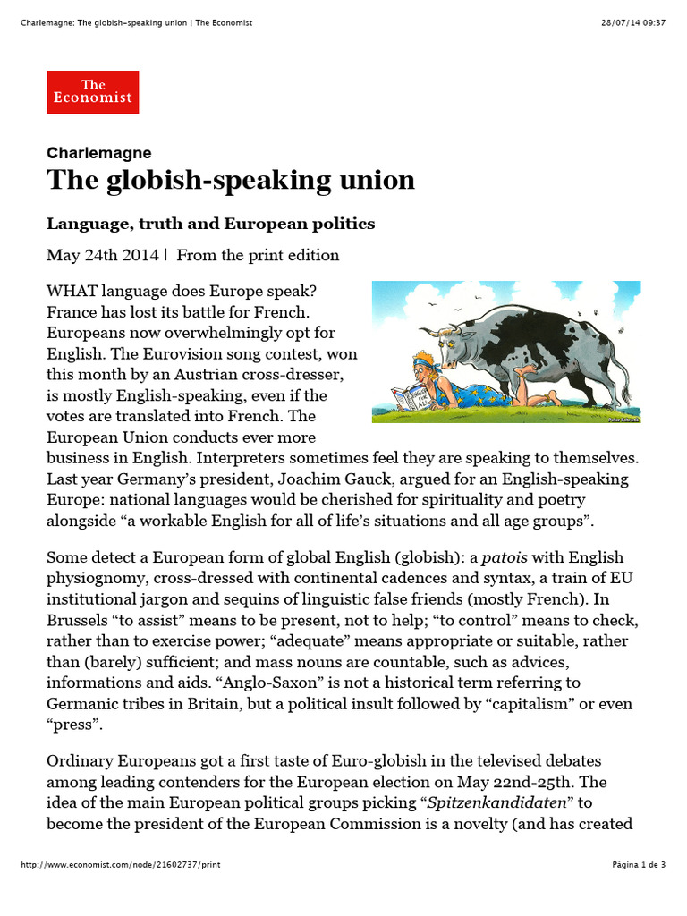 07 The Globish-Speaking Union Economist 2014 | PDF | English Language ...