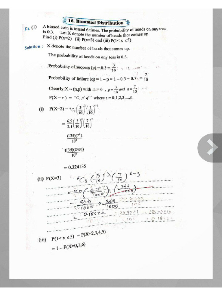 HSC Math Practical Binomial Distribution. | PDF