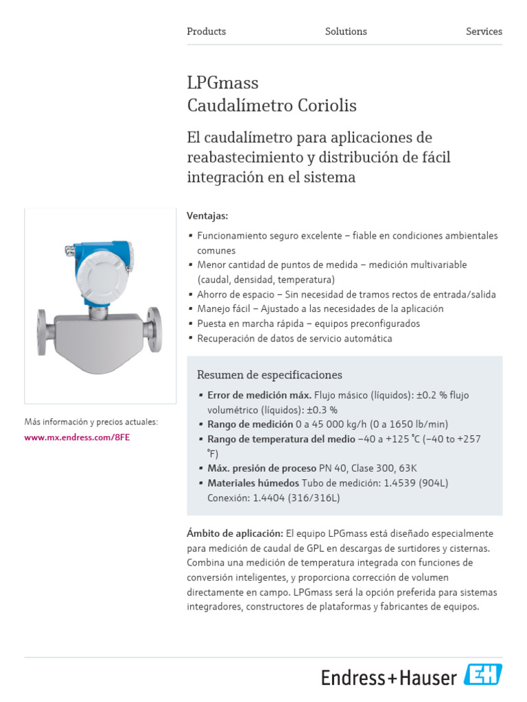 Caudalímetro LPGmass para GPL | PDF | Medición | Medición de flujo