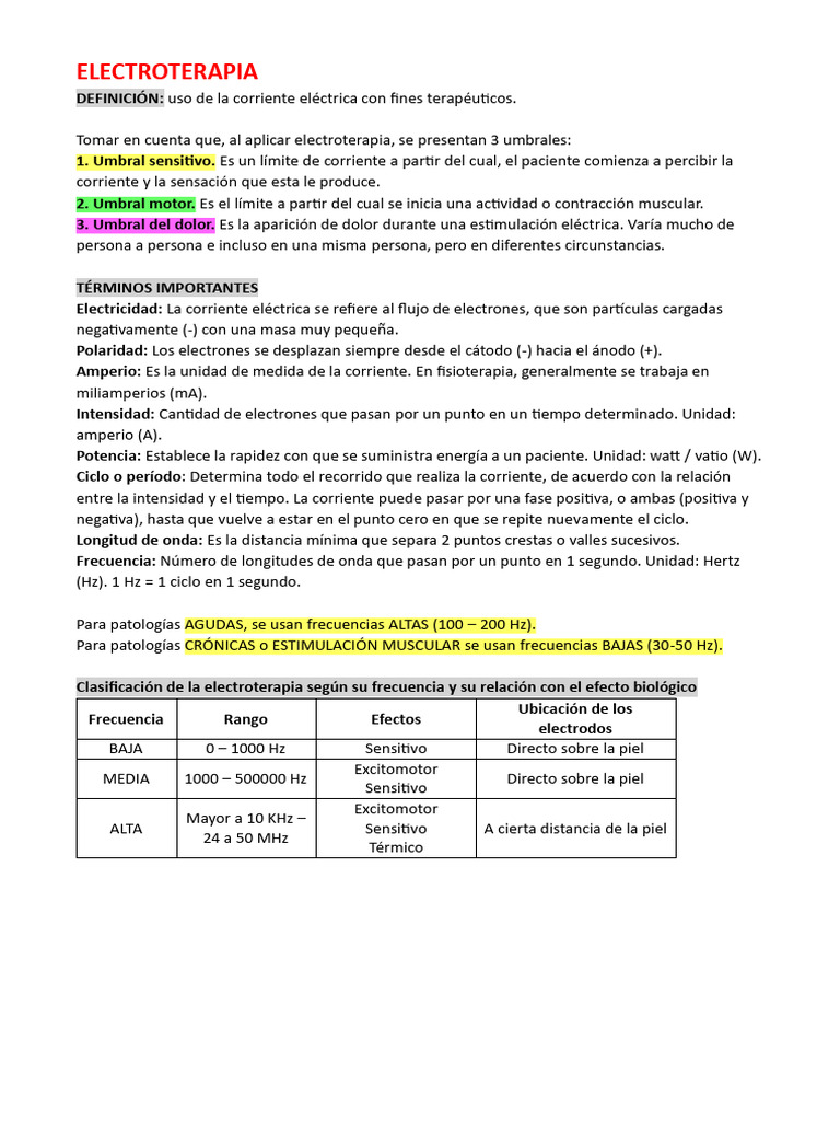 Electro Tera Pia | PDF | Corriente eléctrica | Dolor