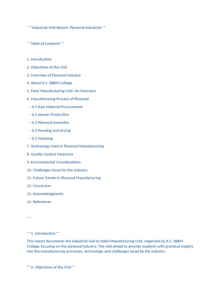 Industrial Visit Report | PDF | Plywood | Sustainability