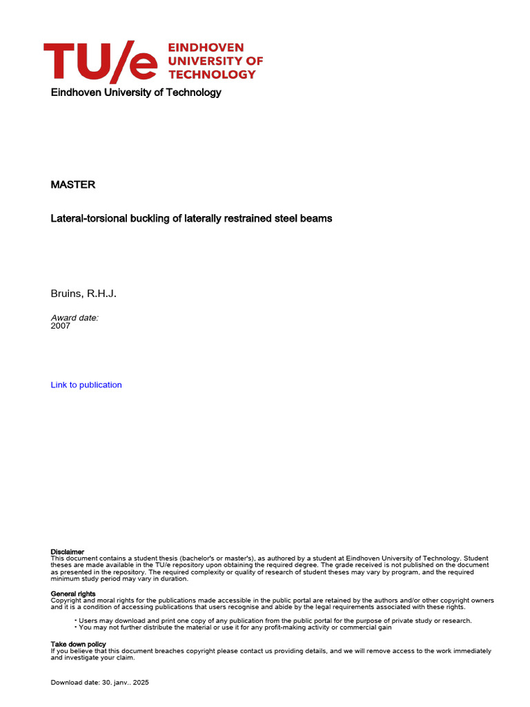 Lateral-Torsional Buckling of Laterally Restrained Steel Beams | PDF ...