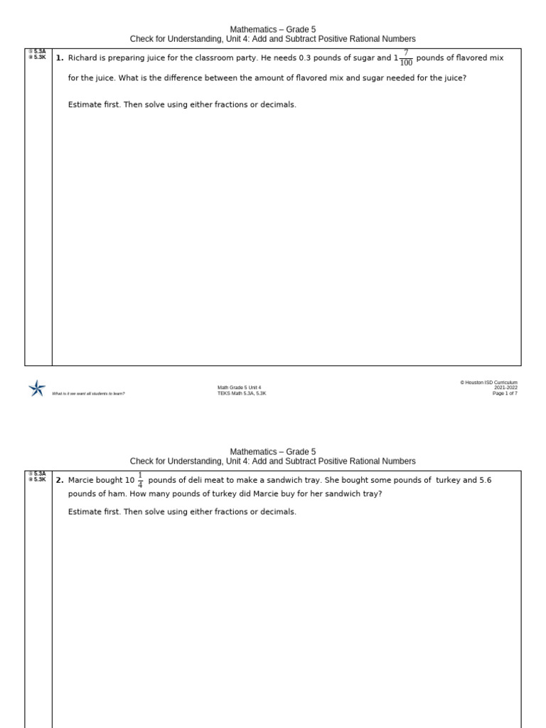 CFU_G5_MTH_E_C1_U4_AddAndSubtractPositiveRationalNumbers | PDF ...