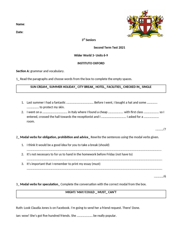 3rd Seniors 2nd Term Test 2021 | PDF | Linguistic Typology | Language ...
