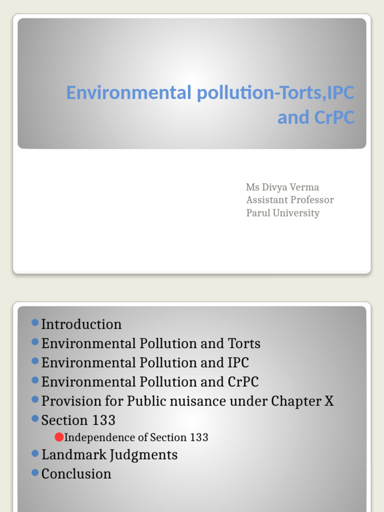Unit 1 Environmental Pollution-IPC and CRPC UNIT 1 | PDF | Nuisance ...