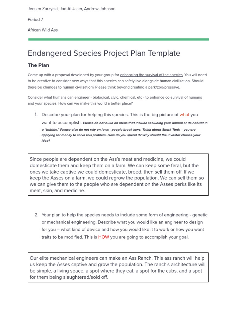 p.7 African Wild Ass Proposal | PDF | Species | Hunting