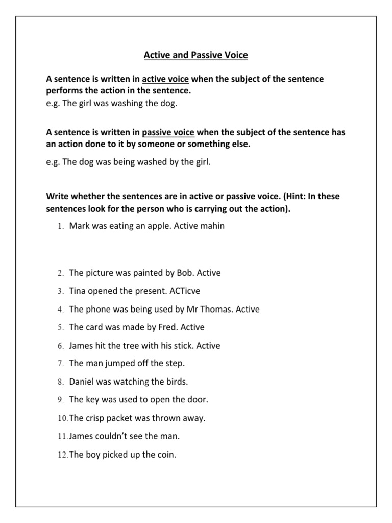 Active and Passive Voice | PDF