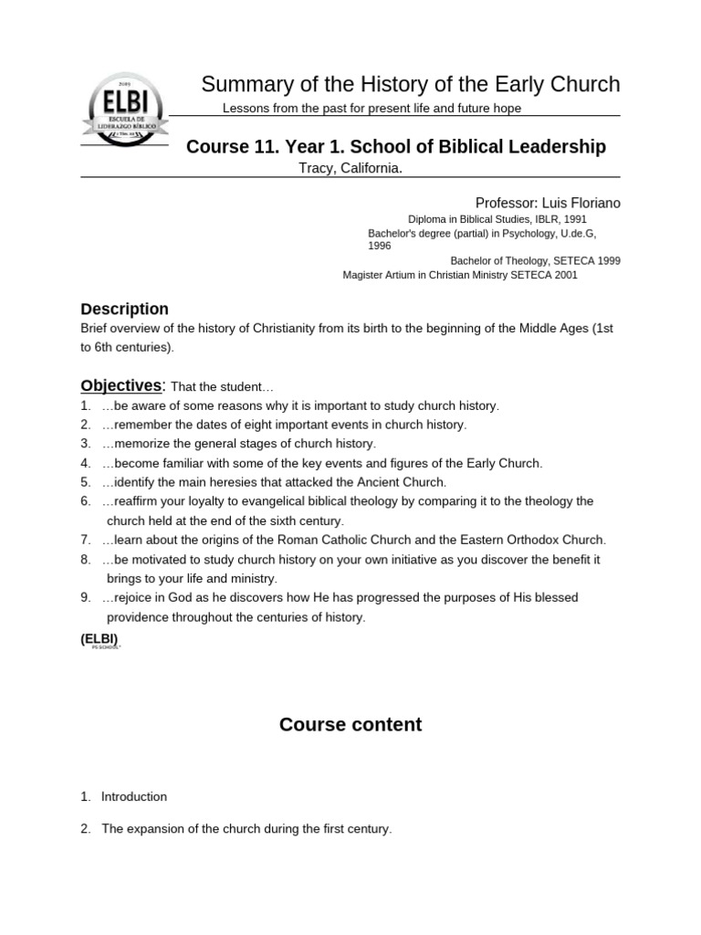 Early Church History Overview | PDF | Early Christianity | Acts Of The ...