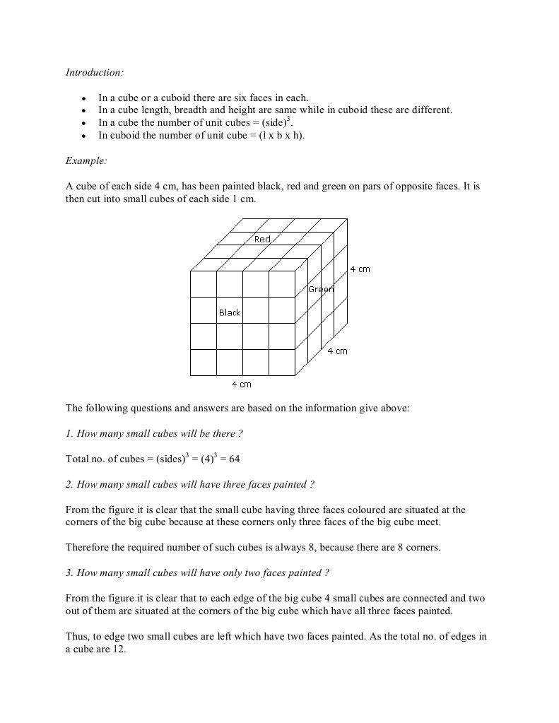 Problems On Cubes and Cuboid | PDF | Teaching Mathematics | Nature