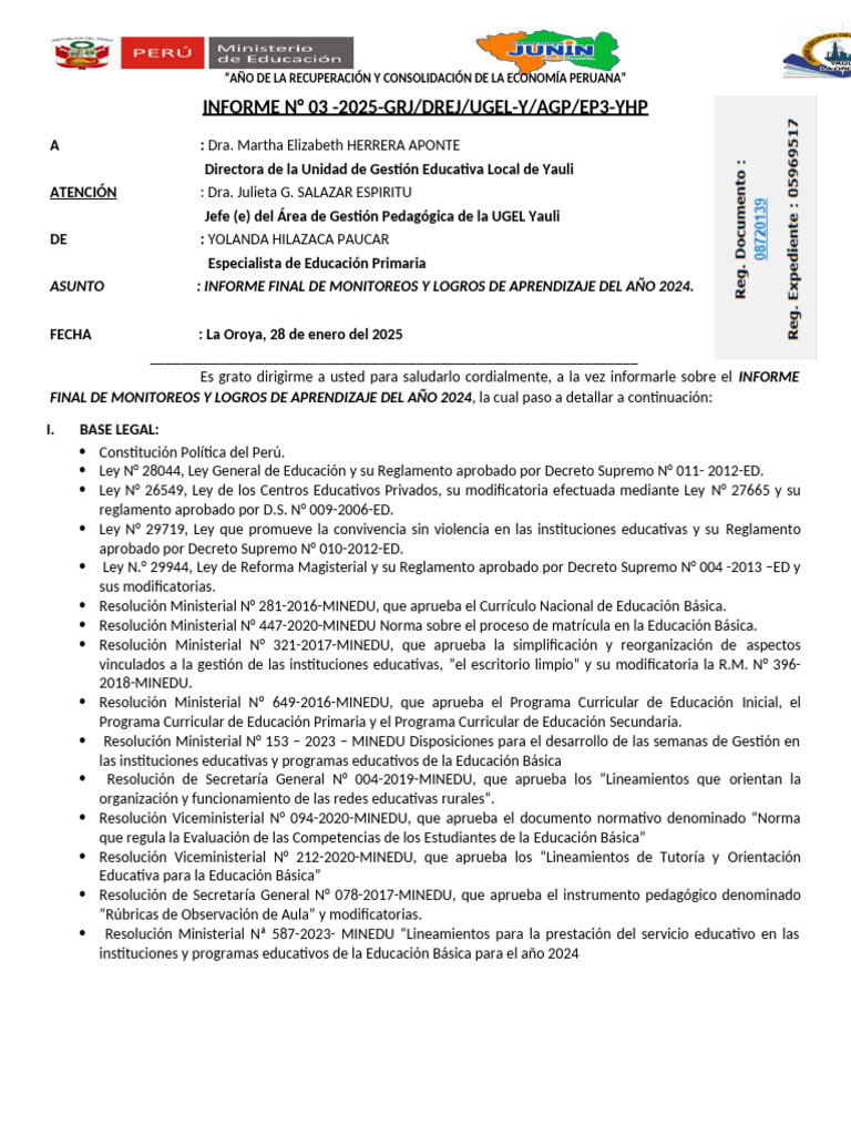 Informe Logros Educativos 2024 Perú | PDF | Enseñando | Evaluación