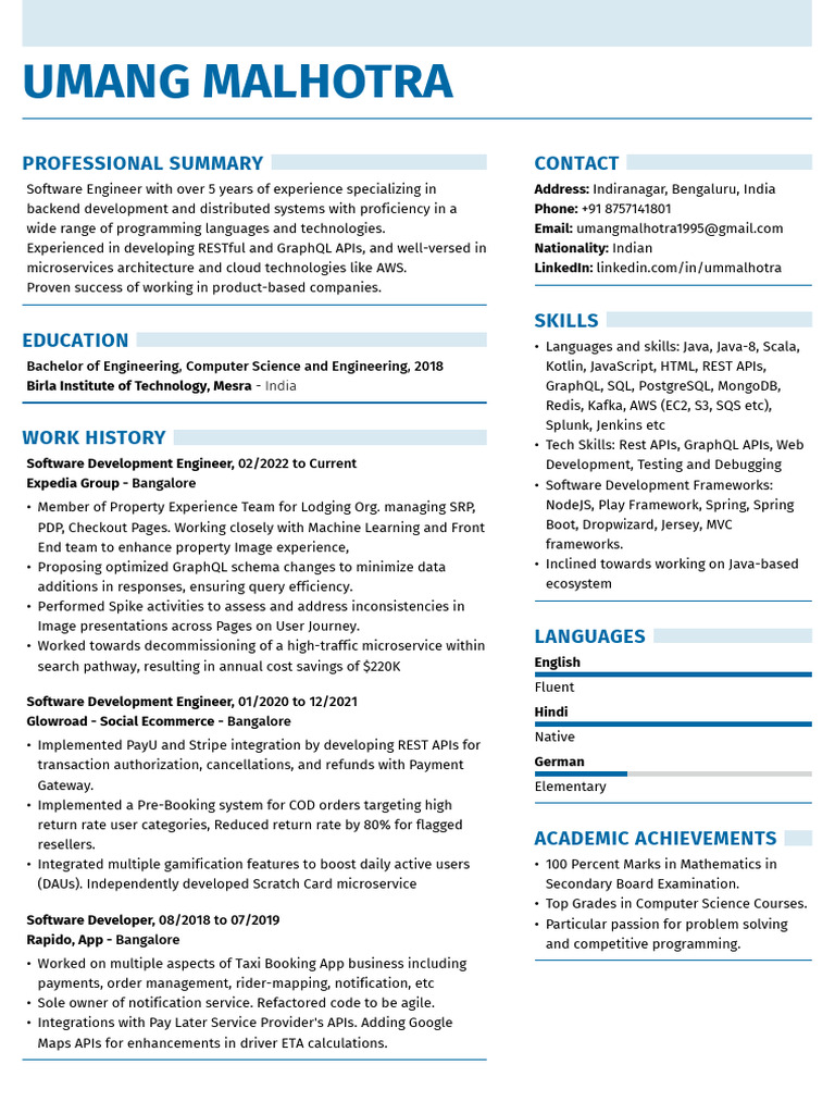 Umang_Malhotra_Resume | PDF | Software Development | Computer Programming