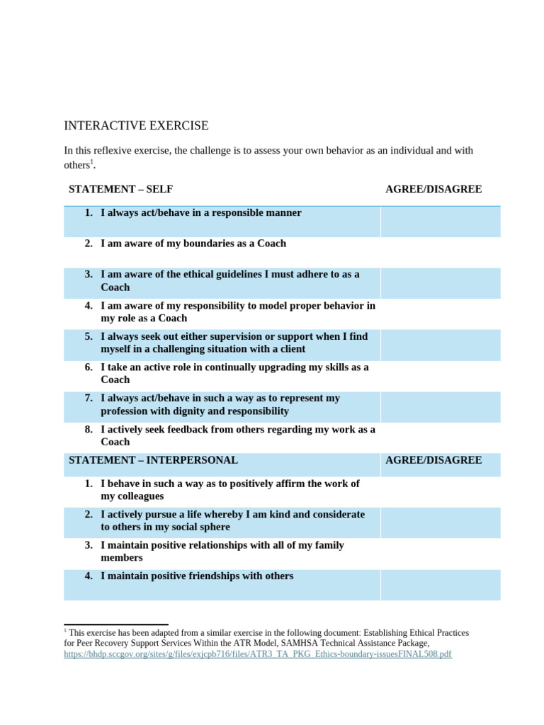 Reflexive Interactive Exercise | PDF | Behavior | Psychological Concepts