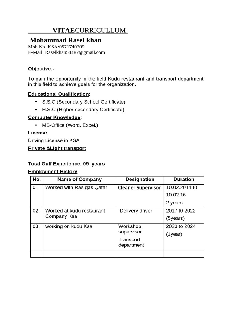 Rasel Khan CV | PDF