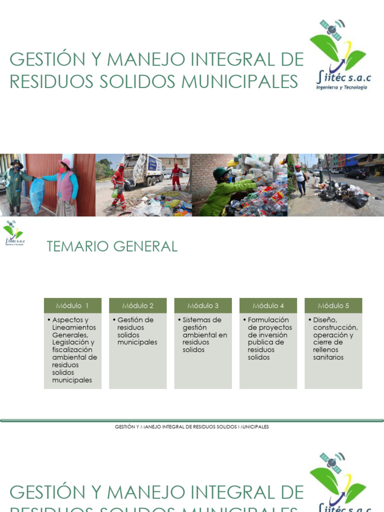 Curso Gestión y Manejo Integral de Residuos Solidos Municipales- Clase 1 | PDF | Residuos ...