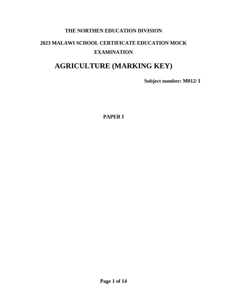 Marking Key 2023 Agriculture Paper 1-1 | PDF | Soil | Crop Rotation