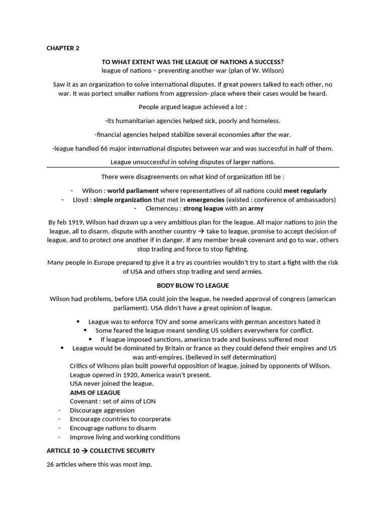 History Chapter 2 Igcse League of Nations | PDF | Benito Mussolini ...