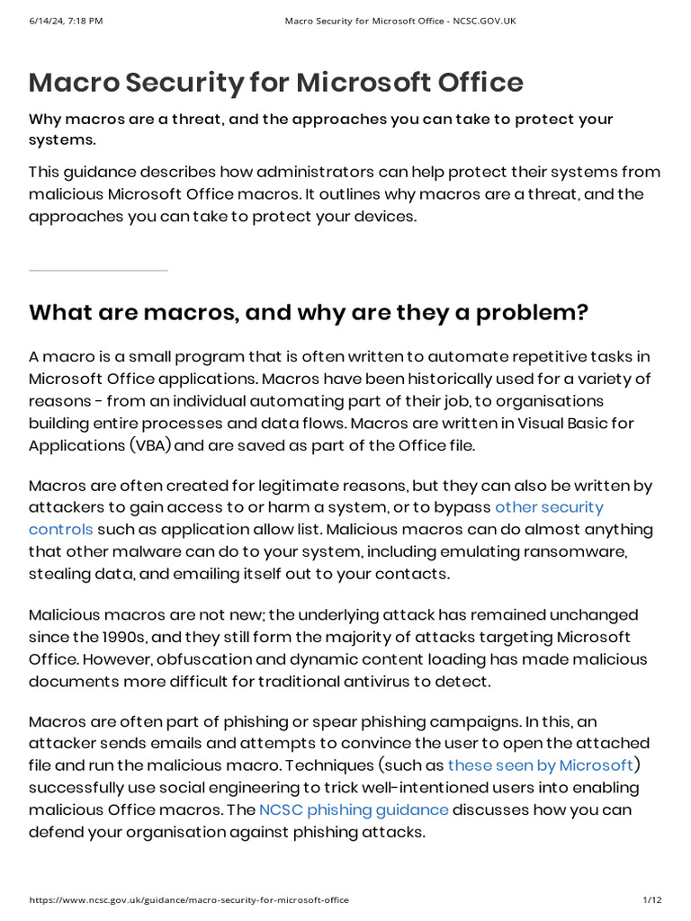 Macro Security For Microsoft Office - NationalCyberSecurityCentre UK ...