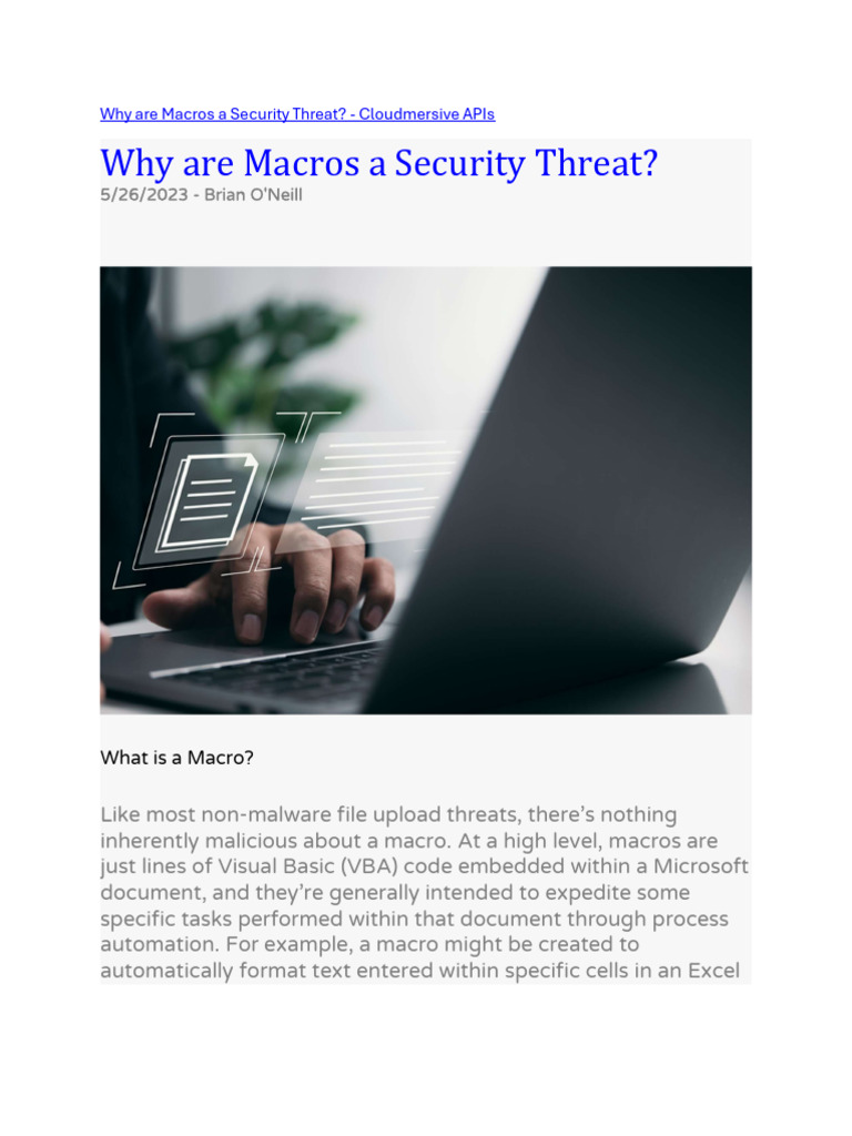 Macros Why Are Macros A Security Threat | PDF | Malware | Computer Virus