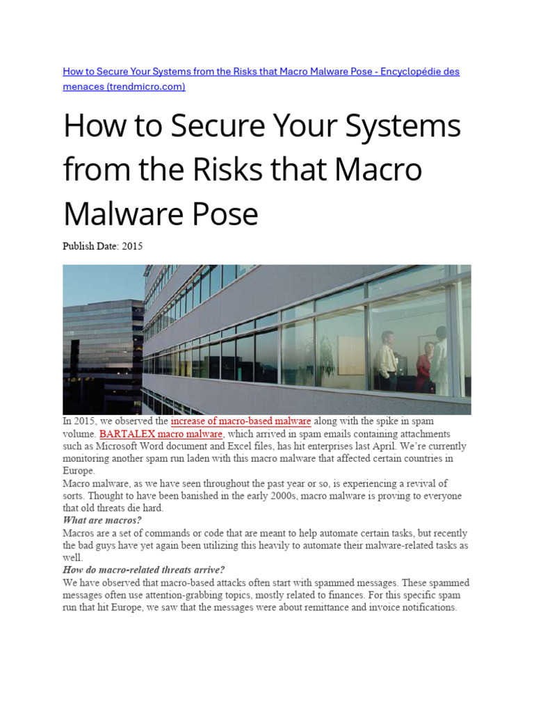 Macros - TrendMicro - How To Secure Your System | PDF | Malware | Security