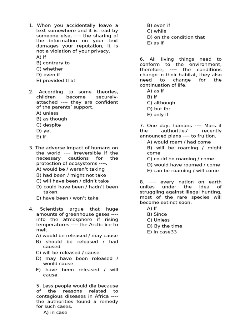 if clause test 1 | PDF | Nature | Physical Geography