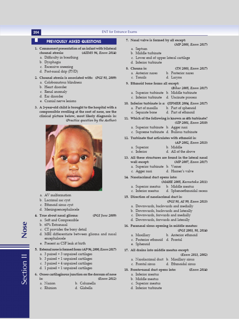 EEE Nose Questions | PDF | Human Nose | Rhinology
