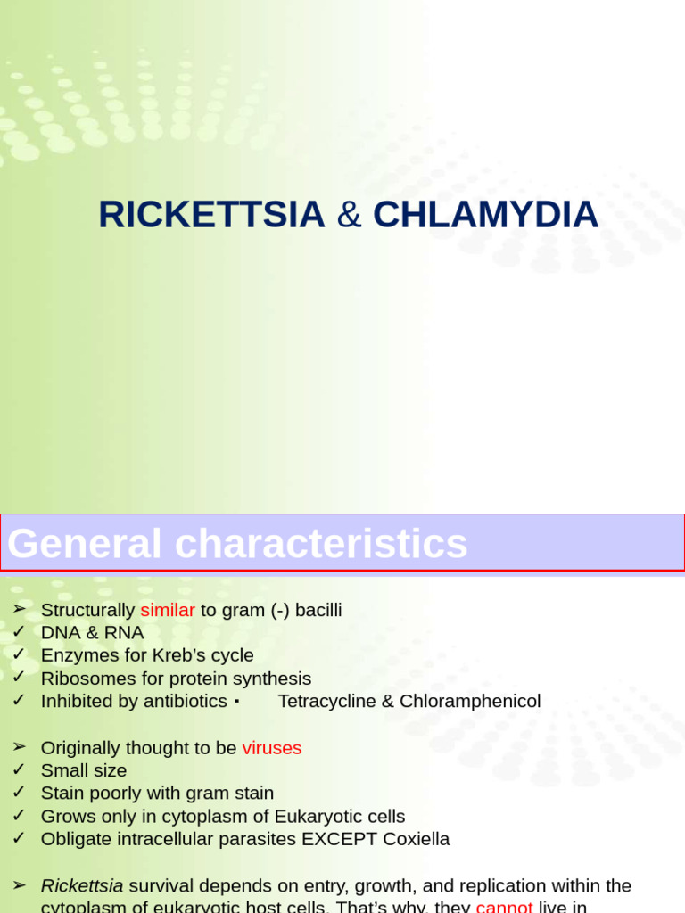 Rickettsia & Chlamydia Overview | PDF | Diseases And Disorders | Medical Specialties