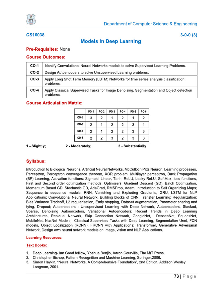 1 CS16038 Models in Deep Learning | PDF