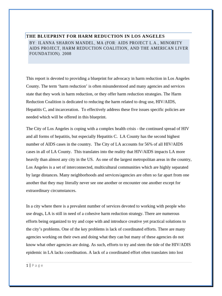 Blueprint For Harm Reduction in Los Angeles - Sample | PDF | Hiv/Aids ...