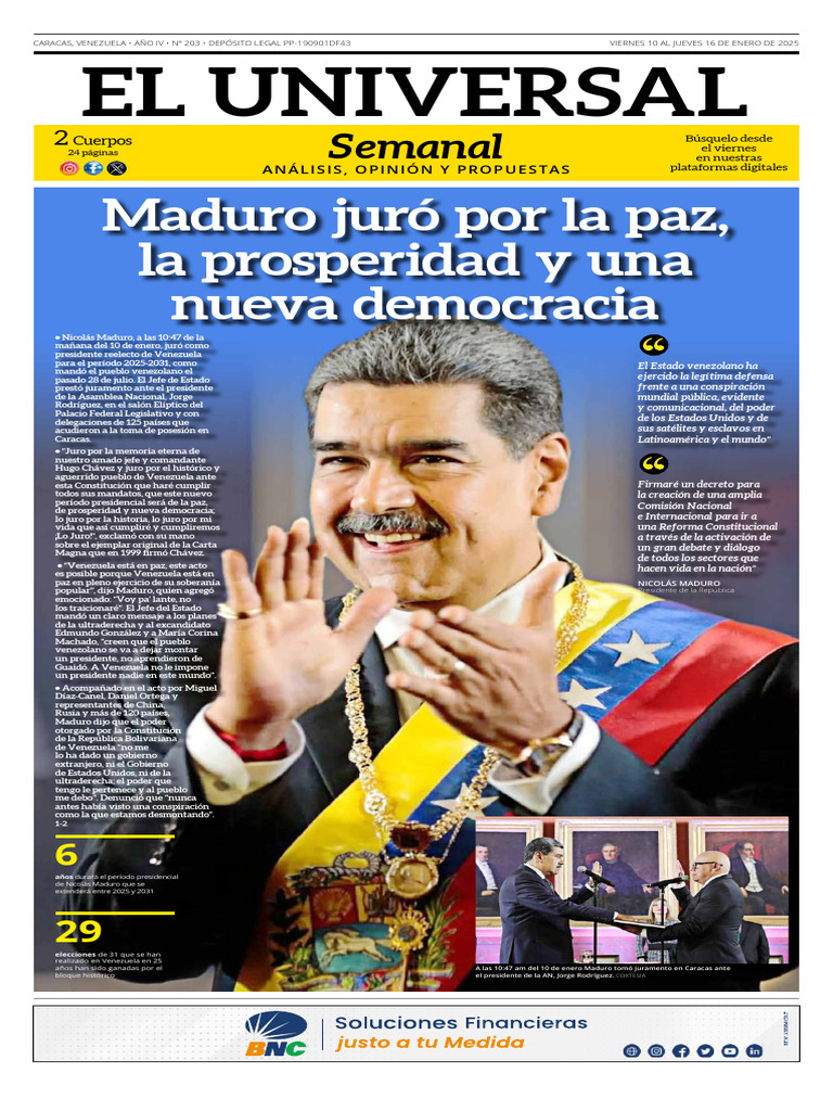EUS El Universal Semanal 2025-01-12 | PDF | Nicolás Maduro | Venezuela