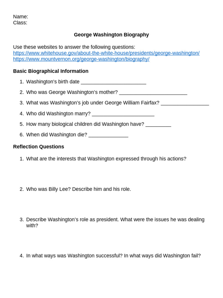 George Washington Biography Overview | PDF