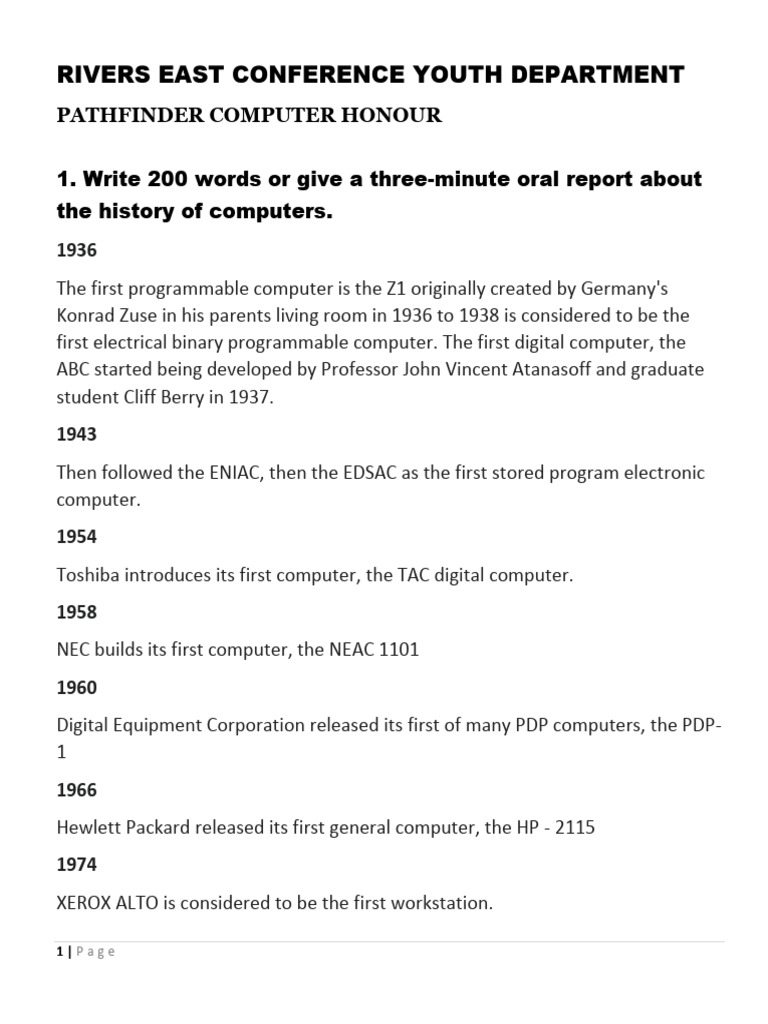 COMPUTER, Pathfinder Honour | PDF | Printer (Computing) | Computer Data ...