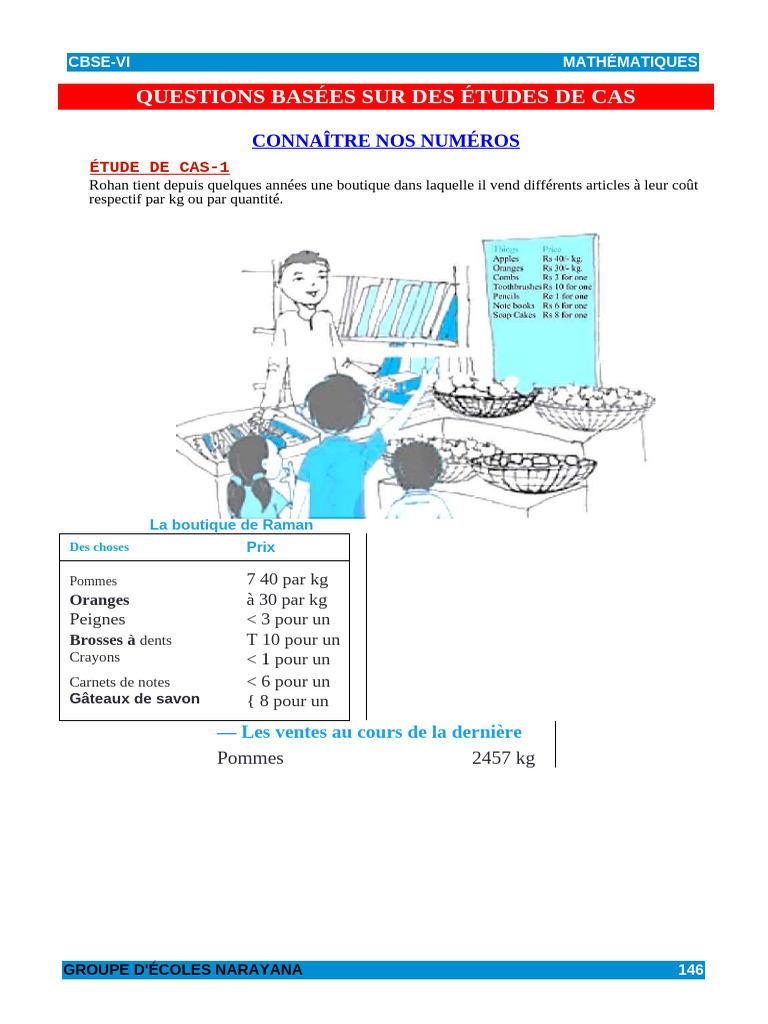 Questions D'étude de Cas de Mathématiques CBSE VI | PDF | Mathématiques ...