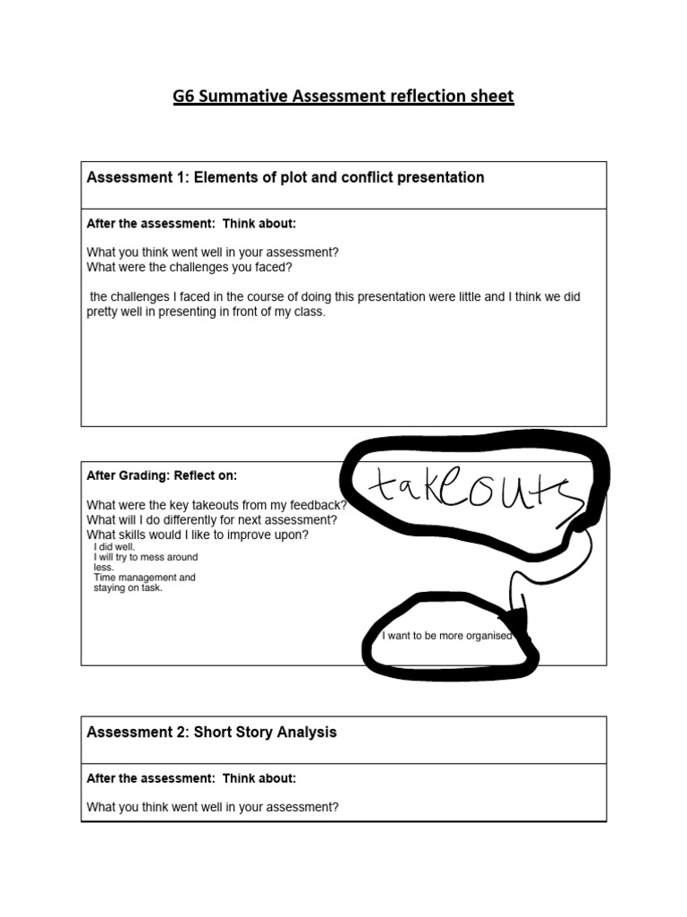 Edited - Summative Assessment - Reflection Sheet | PDF | Educational ...