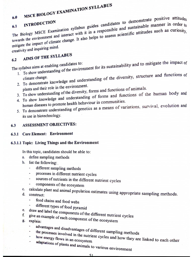 Biology Exam Syllabus | PDF