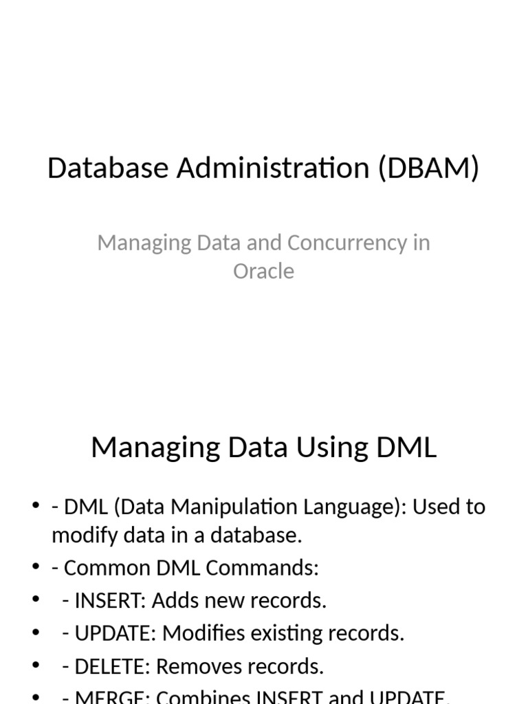 DBAM Course Presentation | PDF DBAM Course Presentation | PDF