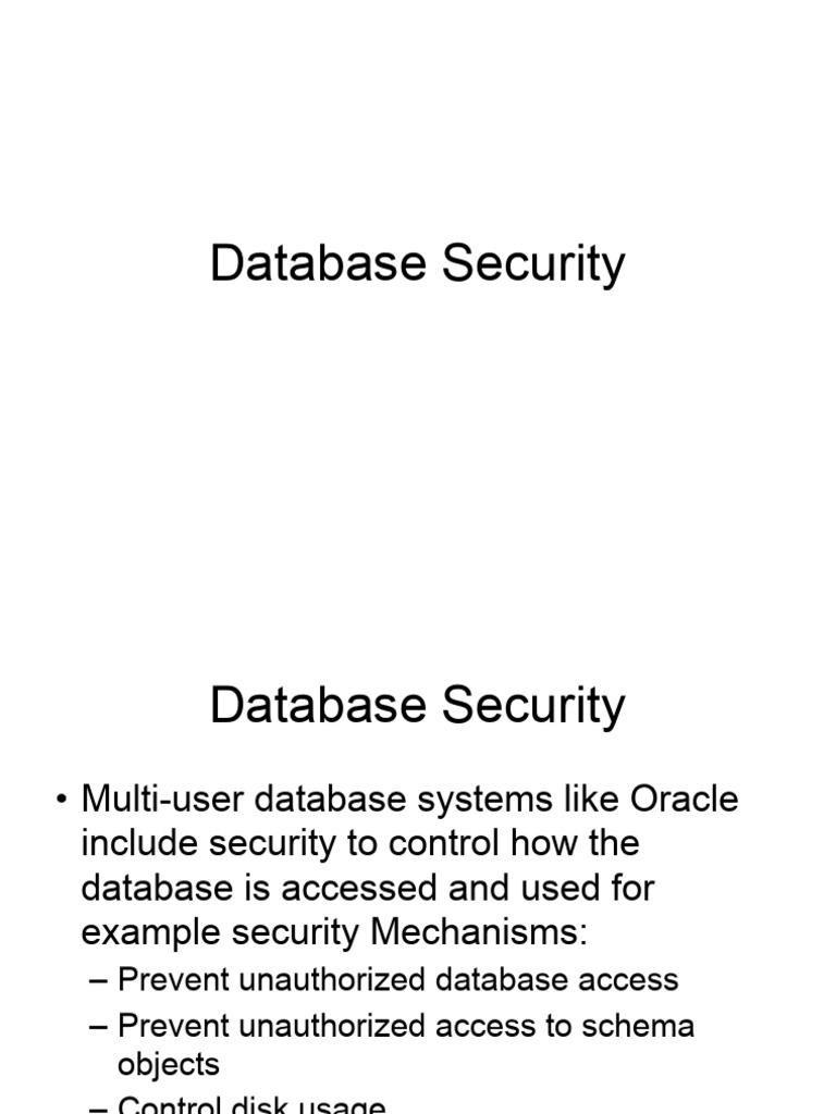 Database Security | PDF | Databases | User (Computing) Database Security | PDF | Databases | User (Computing)