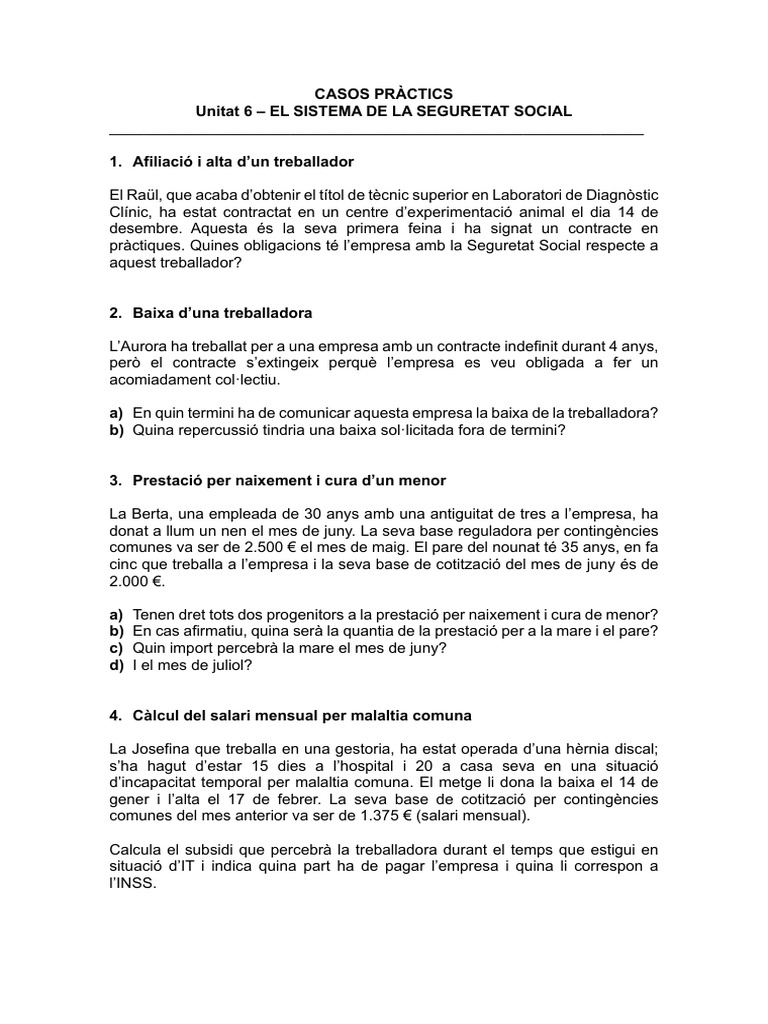 FOL U6 Casos pràctics | PDF