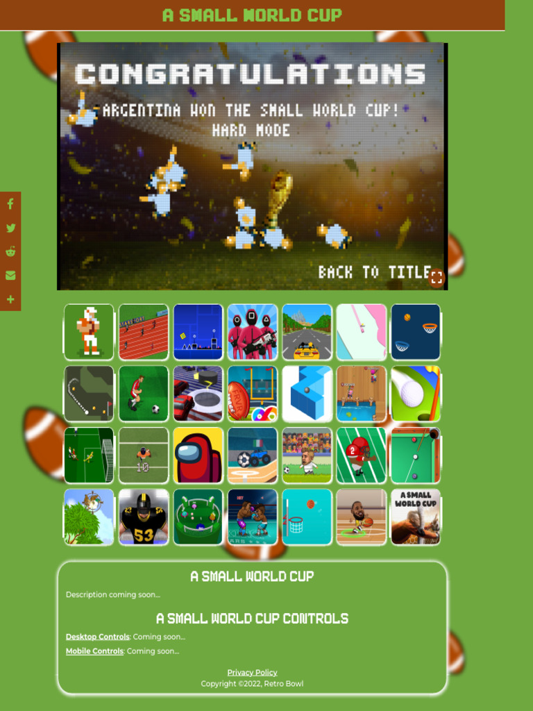A Small World Cup Game Retro Bowl | PDF