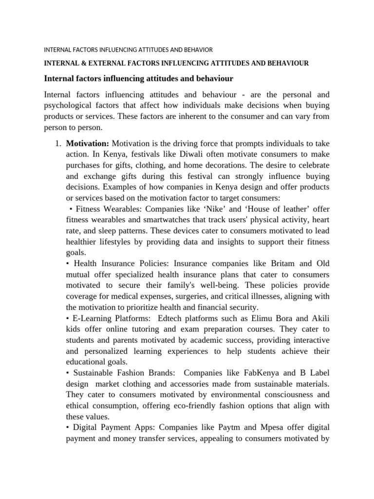 Internal Factors Influencing Attitudes and Behavior | PDF | Luxury ...