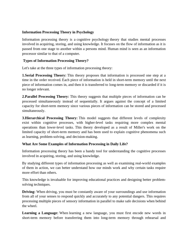 Bpsy4117 Information Processing | PDF | Cognition | Memory