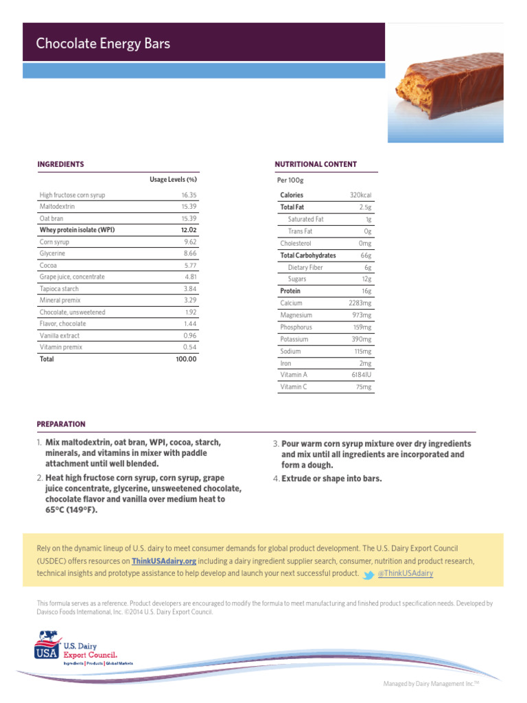 Chocolate Energy Bars | PDF | Chocolate | Fat