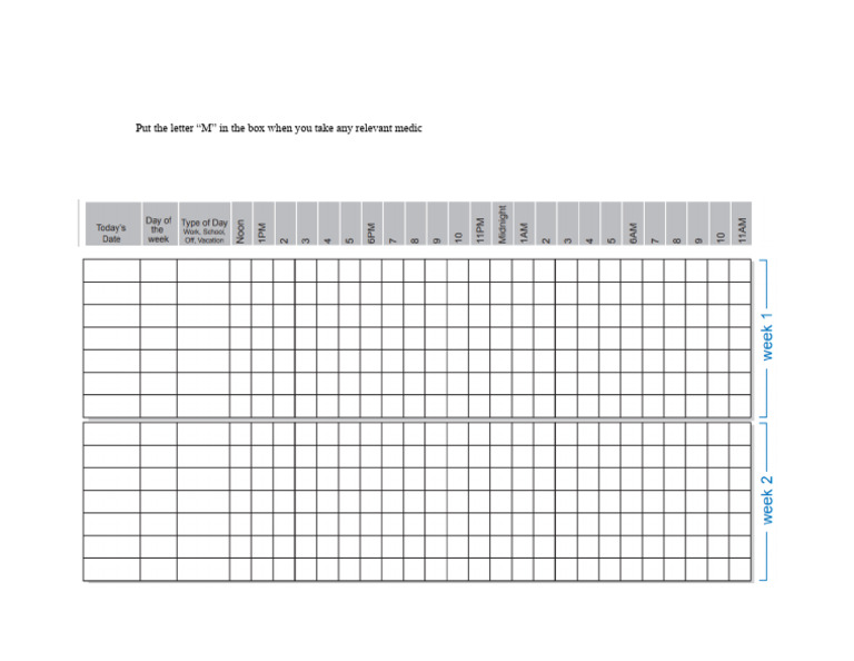 Two Week Sleep Diary Template | PDF