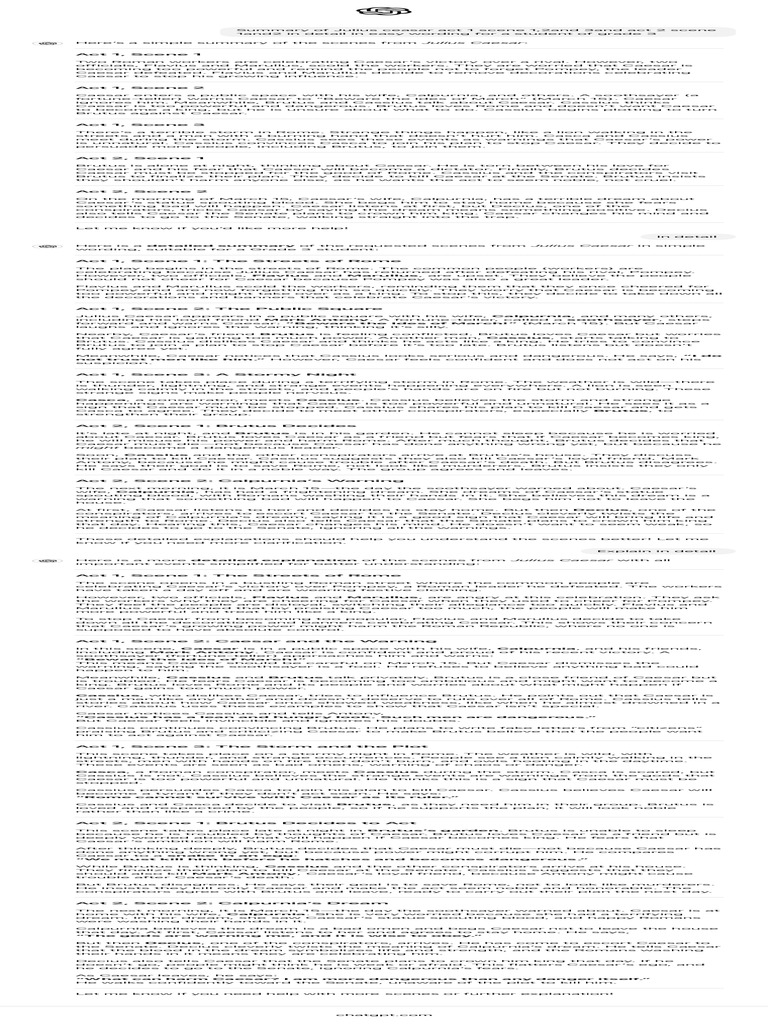 Julius Caesar Act Summaries | PDF